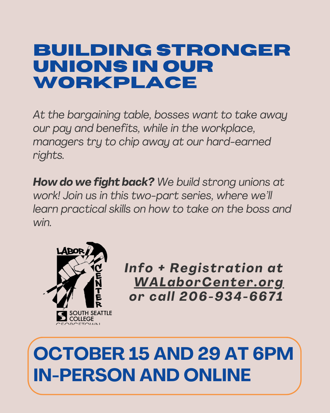 Building Stronger Unions in our Workplace: October 15 and 29 | Georgetown